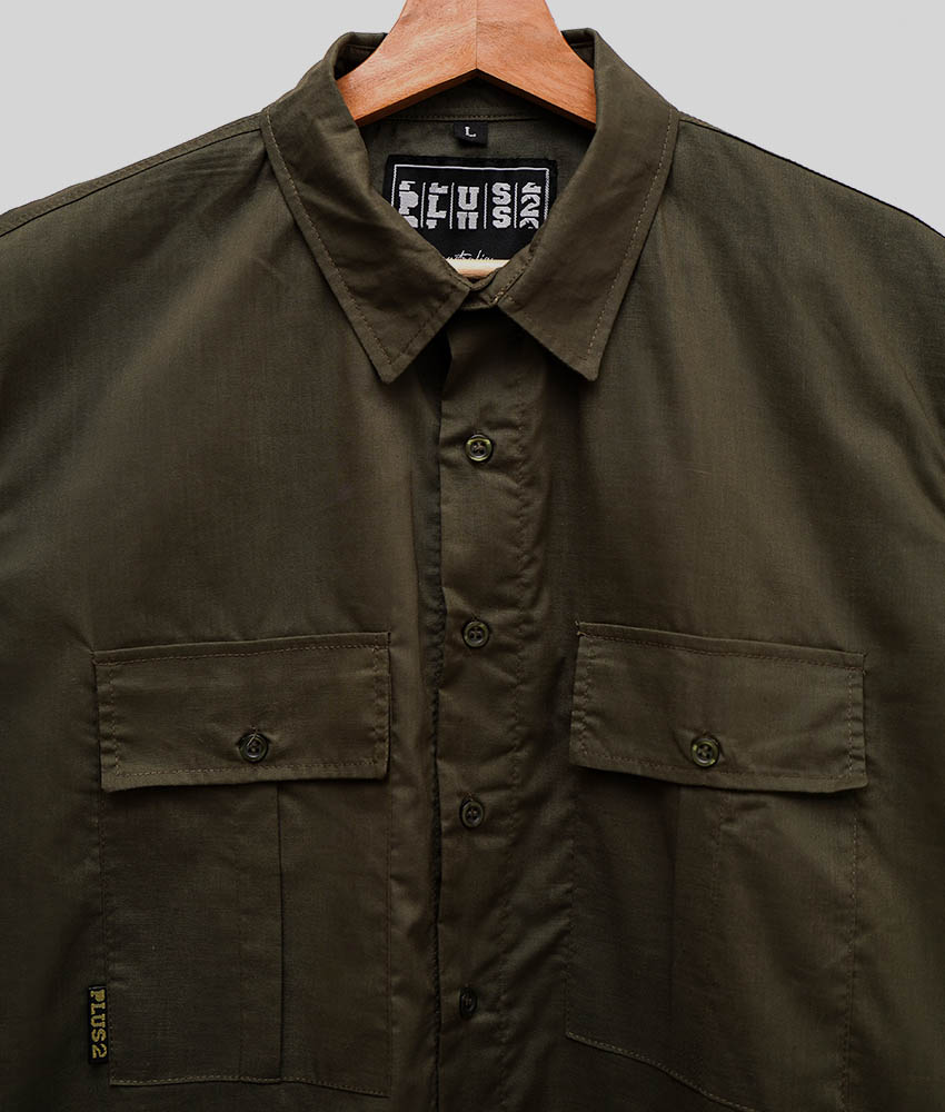 Tall "Work" Shirt - Army Green - Plus 2 Clothing